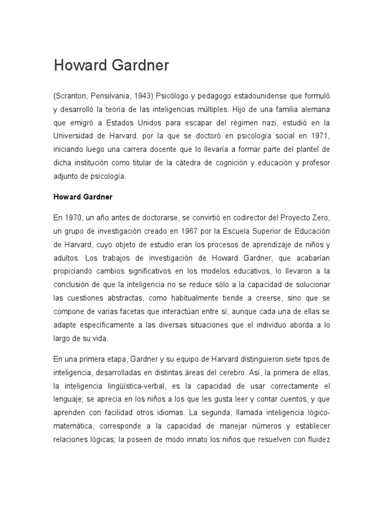 Howard Gardner | PDF | Inteligencia emocional | Las emociones