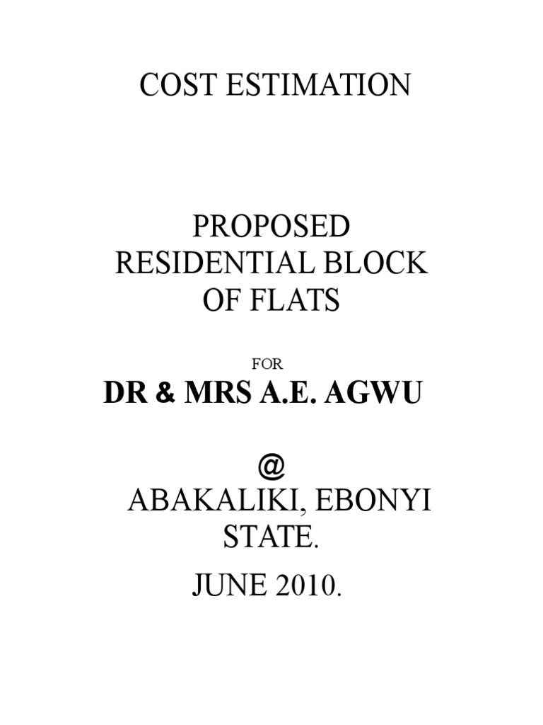 Cost Estimation For A Four Storey Building. 1 | PDF | Concrete | Building