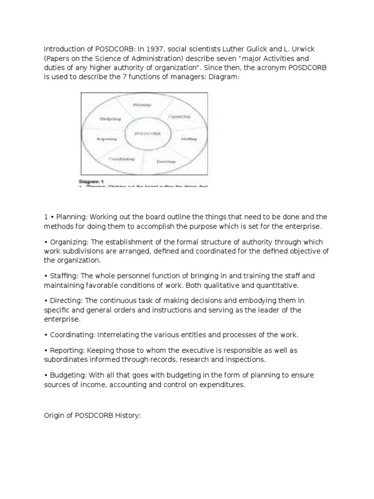 Introduction of POSDCORB | PDF | Business | Economies