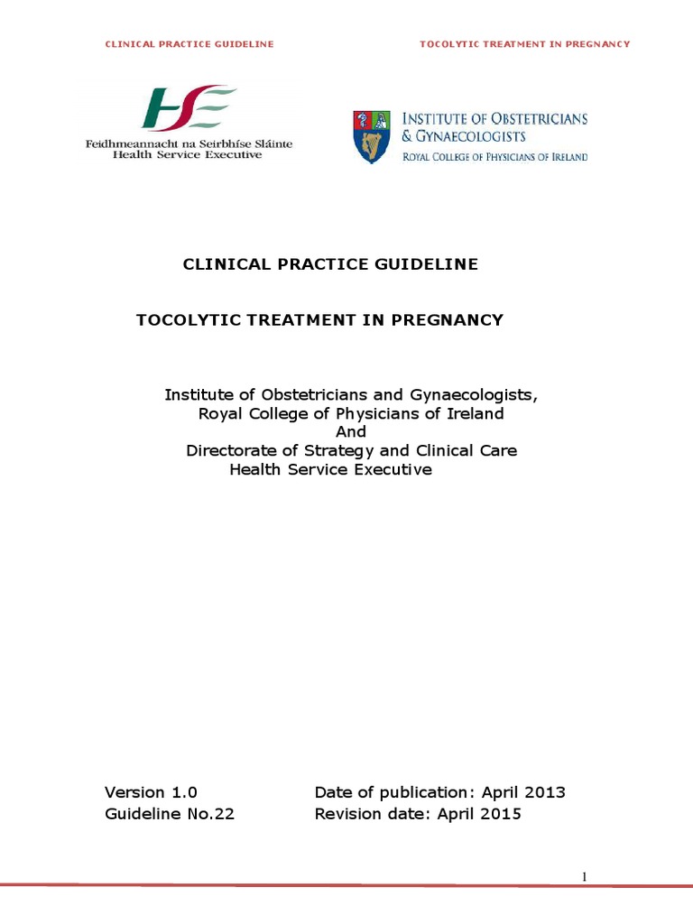 Tocolytic Treatment Guidelines in Pregnancy | PDF