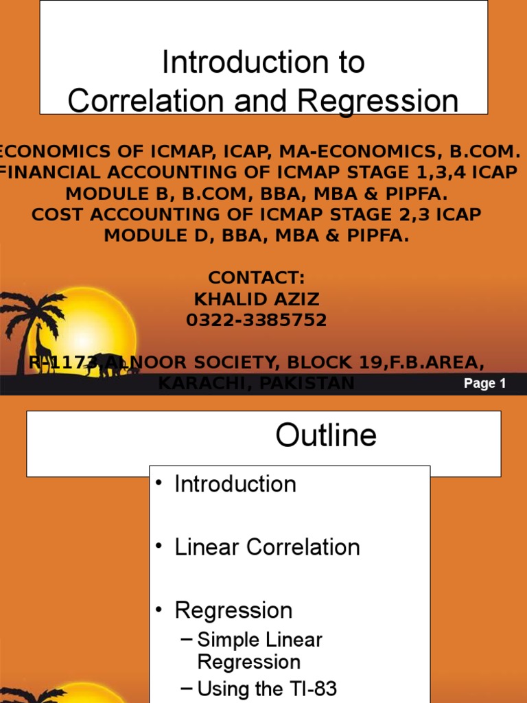 Introduction To Correlation And Regression Pdf Correlation And Dependence Coefficient Of