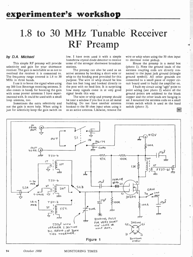 1.8-30 MHZ Tunable Receiver RF Preamp | PDF | Antenna (Radio ...
