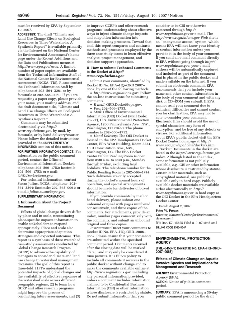 Federal Register / Vol. 72, No. 154 / Friday, August 10, 2007 / Notices ...