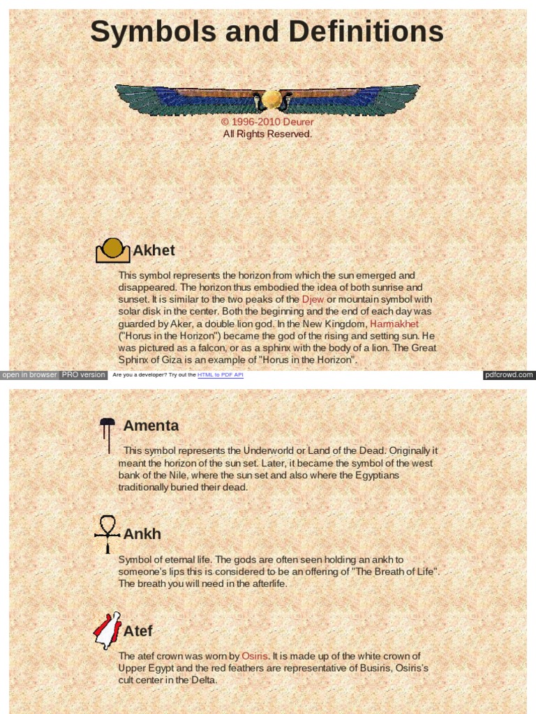 Symbols and Definitions: Akhet | PDF | Isis | Ancient Egyptian Religion
