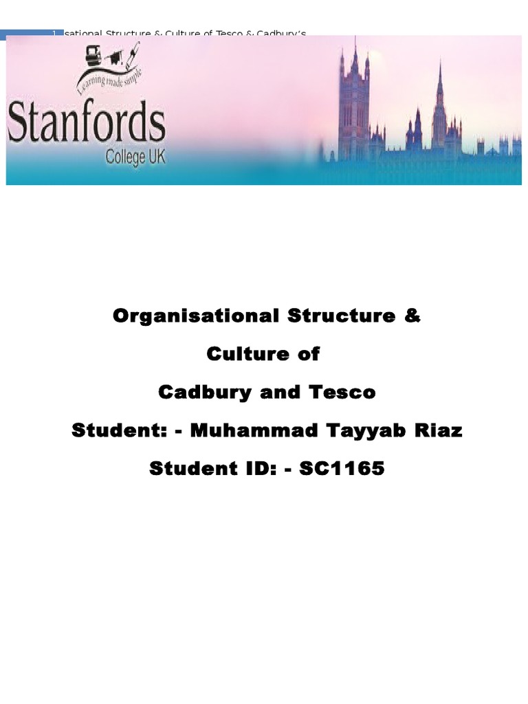 Organisational Structure Tesco Cadbury | PDF | Tesco | Retail