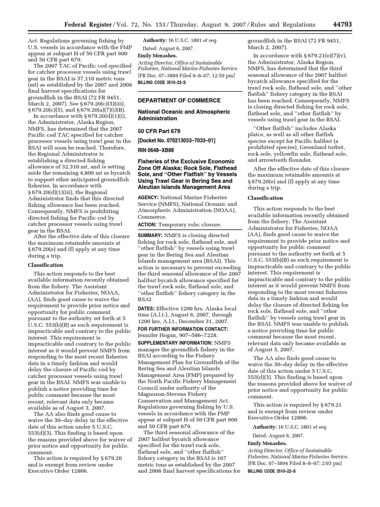 Rule: Fishery Conservation and Management: Alaska Fisheries of ...