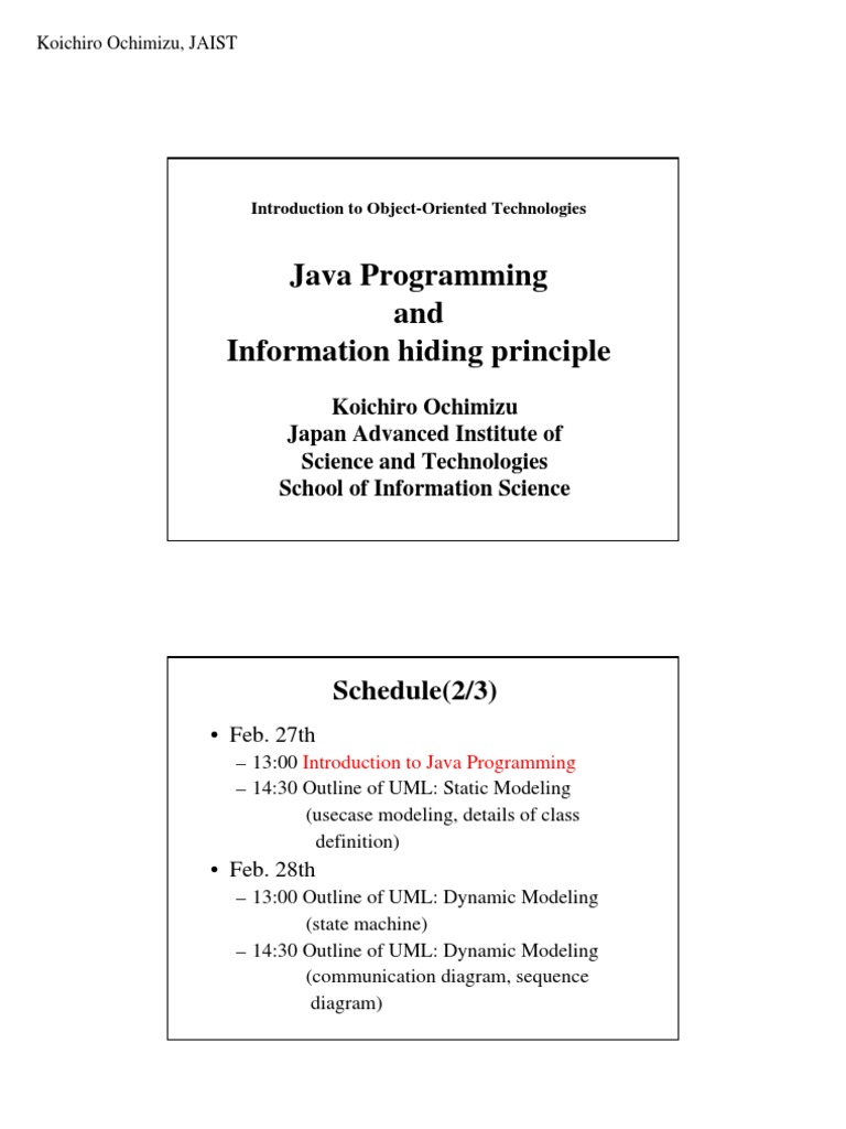 Koichiro Ochimizu, JAIST | PDF | Class (Computer Programming) | Java (Programming Language)