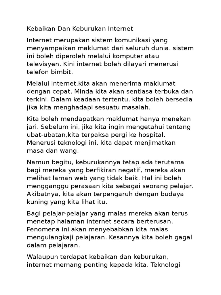 Kebaikan Dan Keburukan Internet | PDF