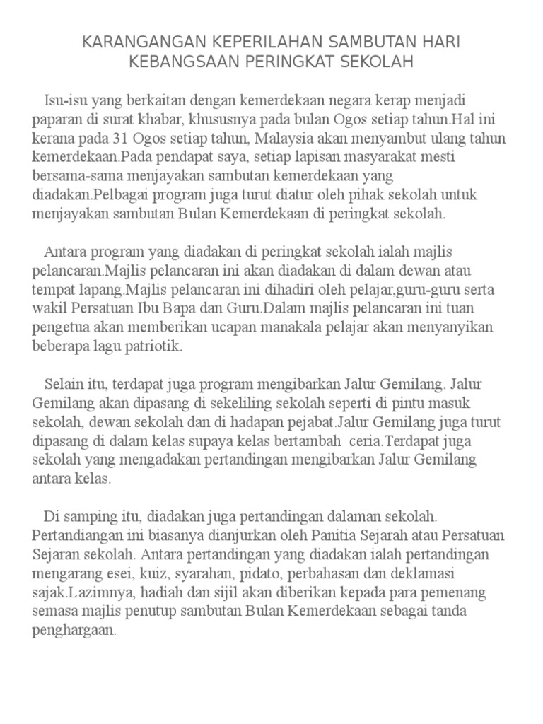 Hari Kebangsaan (Karangan Keperihalan) | PDF