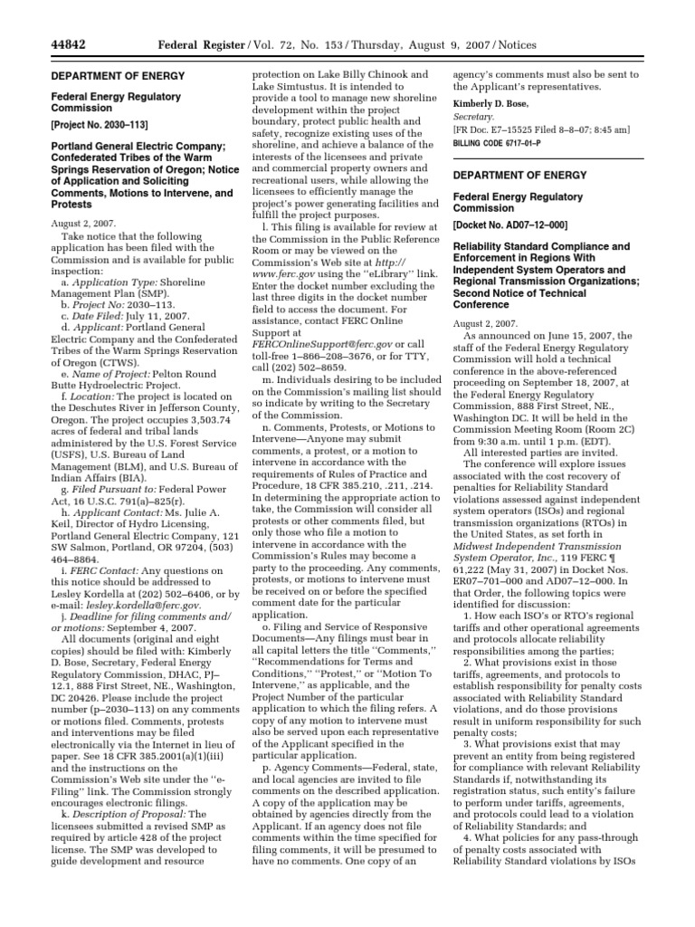 Federal Register / Vol. 72, No. 153 / Thursday, August 9, 2007 ...