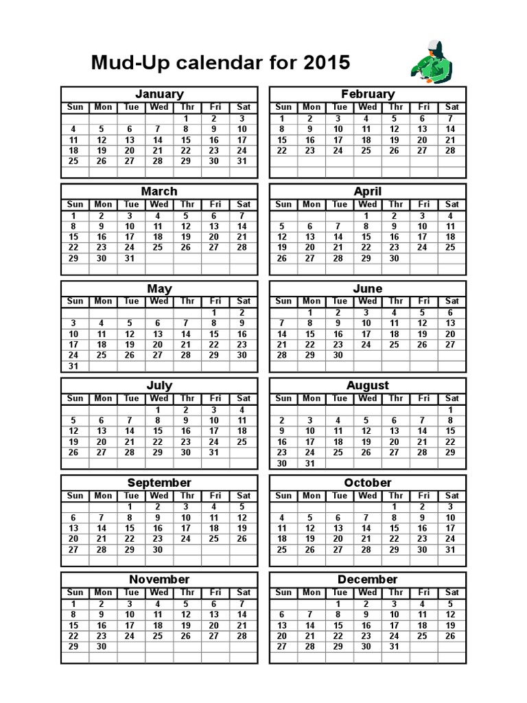 Calendar - Mud Up | PDF