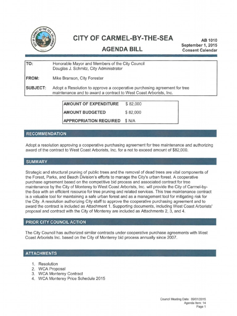 Carmel Tree Maintenance Contract Approval | PDF | Pruning | Nature