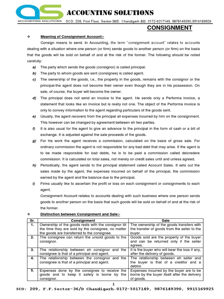 Consignment (Theory) | Download Free PDF | Debits And Credits | Law Of Agency