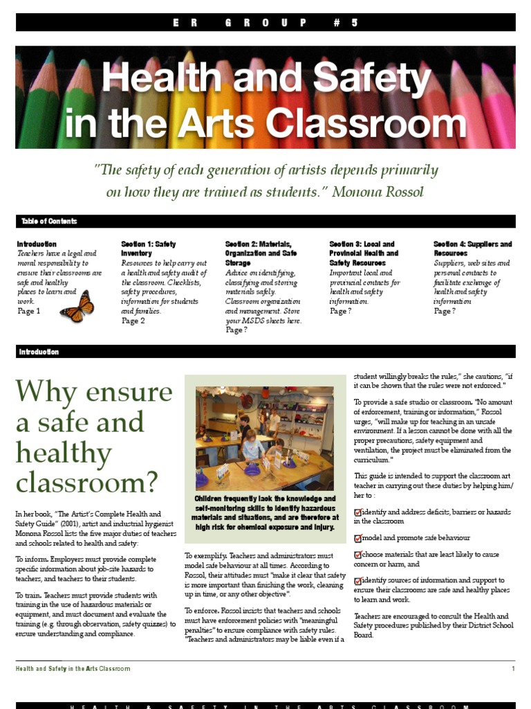 Health and Safety in The Arts Classroom | PDF | Teachers | Chemistry