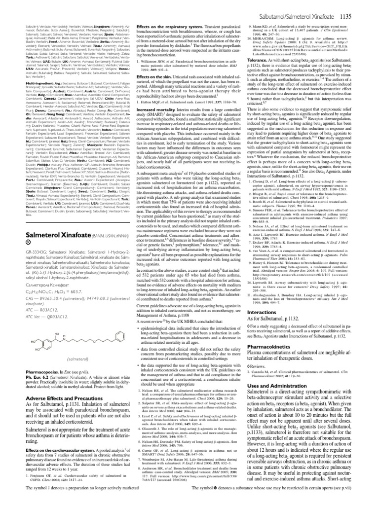 Salmeterol Xinafoate | PDF | Asthma | Drugs
