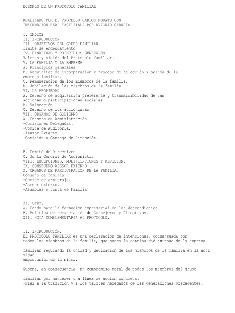 Ejemplo de Un Protocolo Familiar | PDF | Junta Directiva | Compartir ...