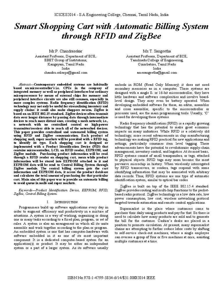 Smart Shopping Cart IEEE PDF | PDF | Radio Frequency Identification ...