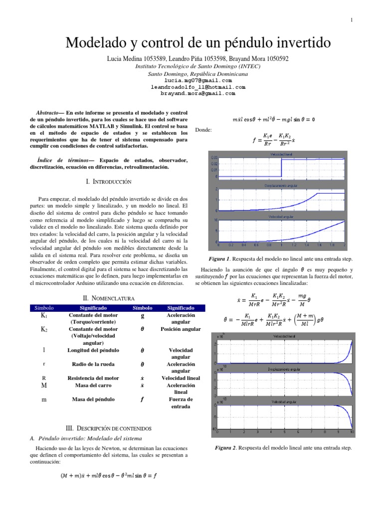 Modelado y Control de Un Péndulo Invertido | PDF | Péndulo | Arduino