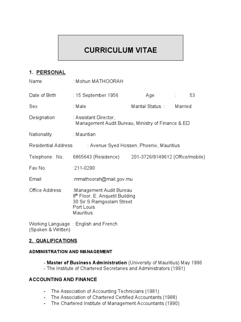 Curriculum Mohun 2010 | PDF | Iso 9000 | Mauritius