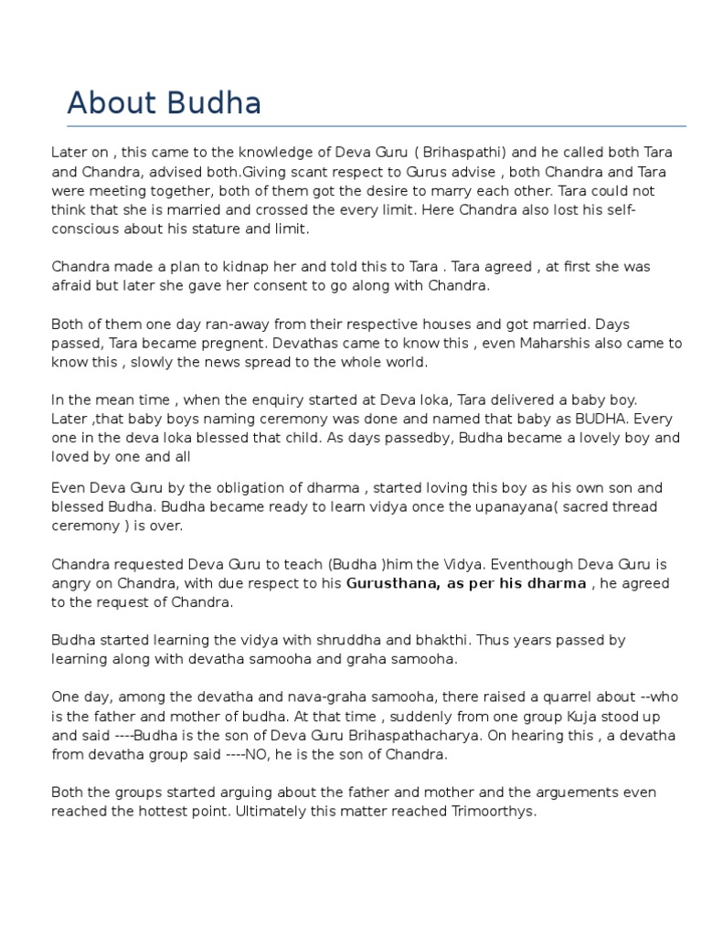 About Budha | PDF | Hindu Mythology | Hindu Literature