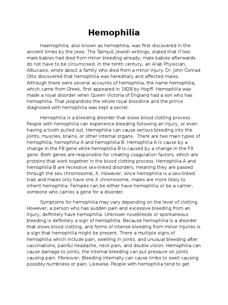 Hemophilia | PDF | Haemophilia | Bleeding