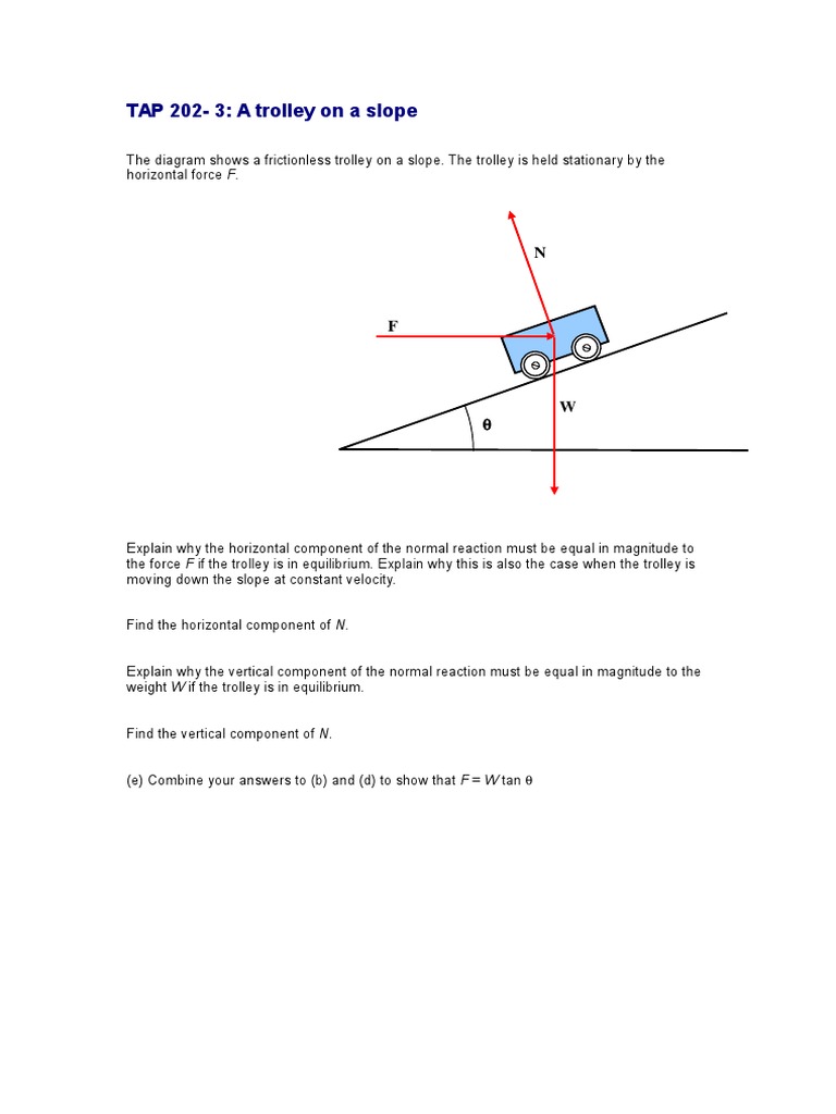 A Trolley On A Slope Physics As Level Unit 1 | PDF