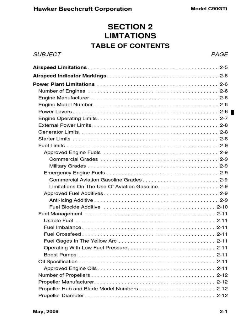 BEECH C90 GTI - Section 2 Limitations | PDF | Jet Fuel | Instrument Flight Rules
