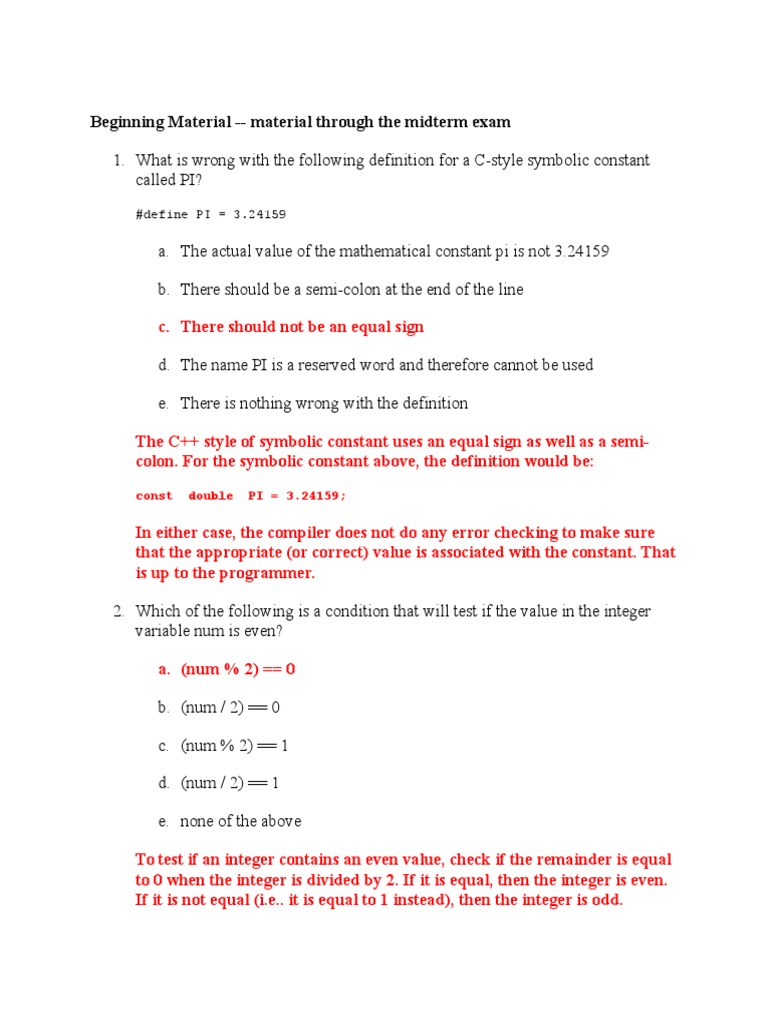 Sample Final Exam C Pdf Parameter Computer Programming Integer Computer Science 6874