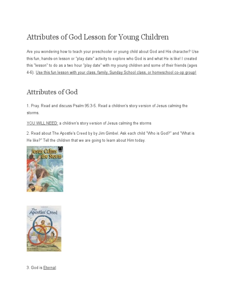 Attributes of God Lesson For Young Children | Download Free PDF ...