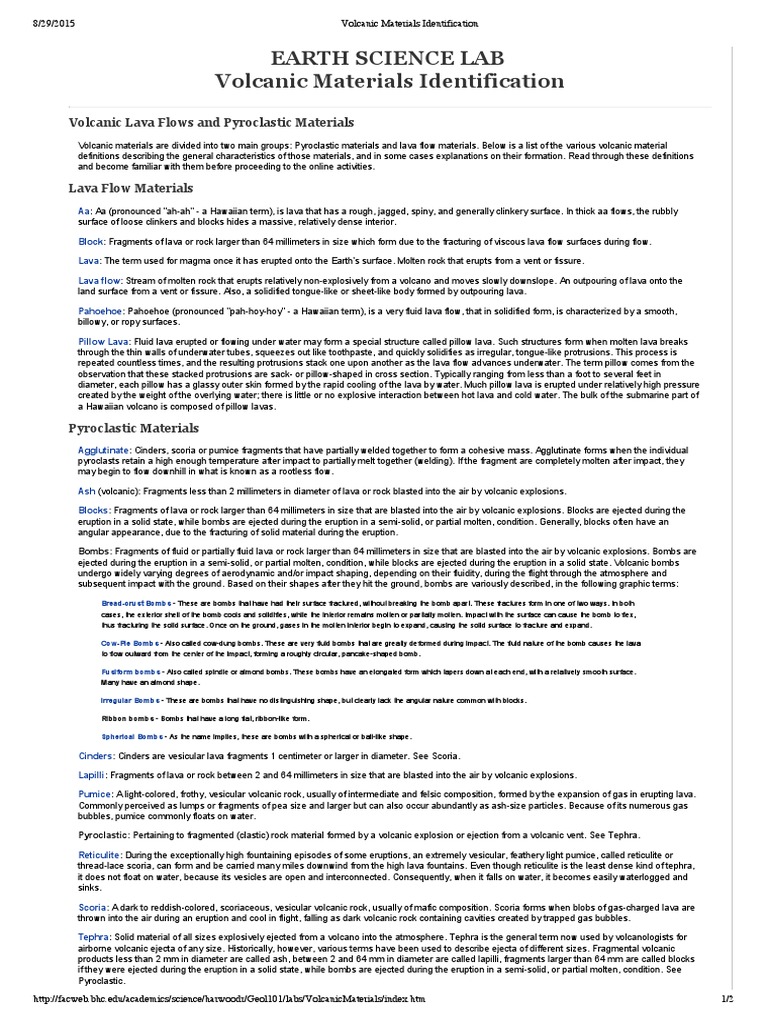 Volcanic Materials Identification | PDF | Lava | Volcano
