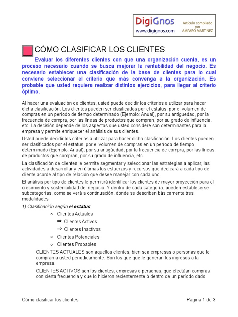 Clasificación de Clientes | PDF | Cliente | Business