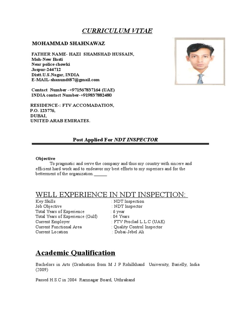 Mohammad Shahnawaz CV | PDF | Nondestructive Testing | Mechanical ...