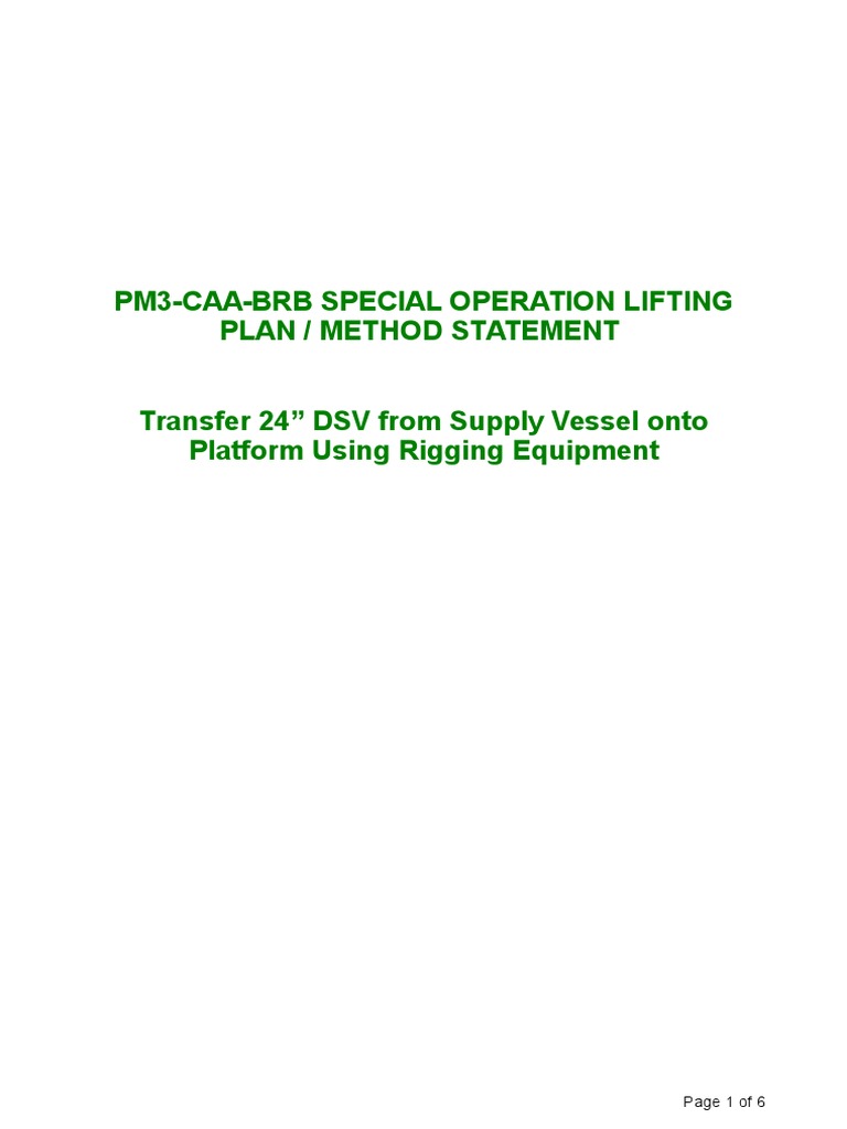 Lifting Plan - Example | Elevator | Manufactured Goods | Free 30-day ...