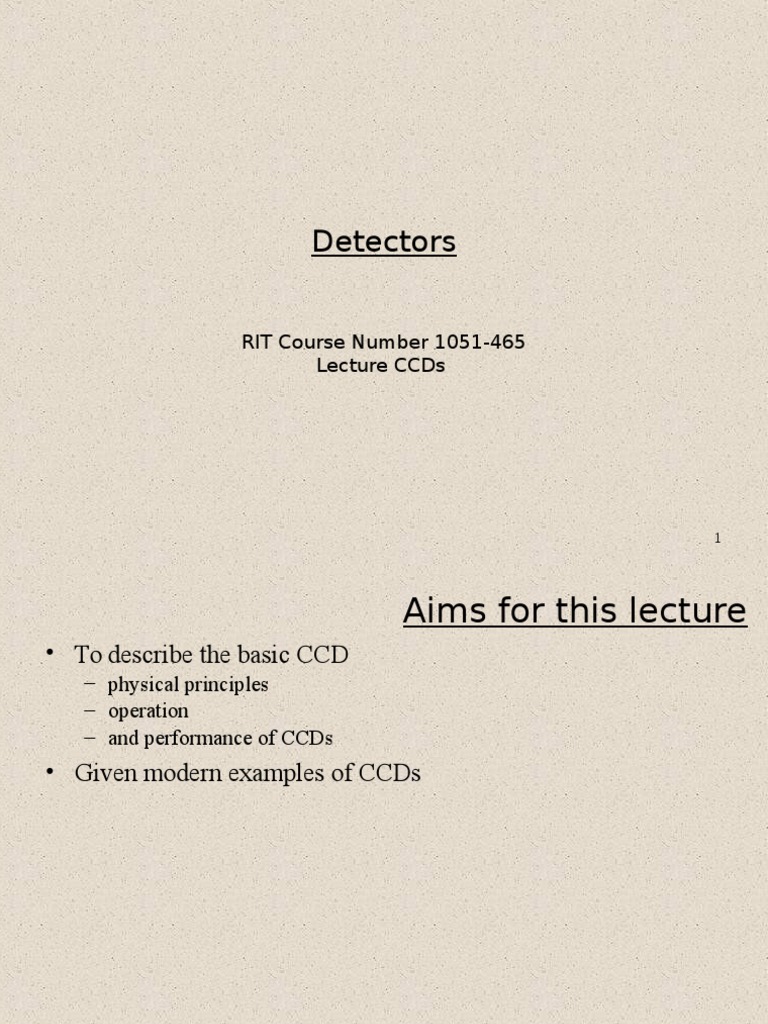 Lecture CCD | PDF | Charge Coupled Device | Semiconductors