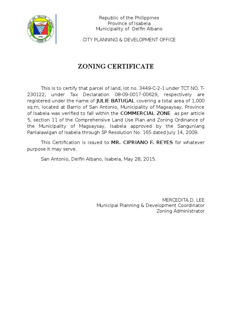 Zoning Certificat2 | PDF