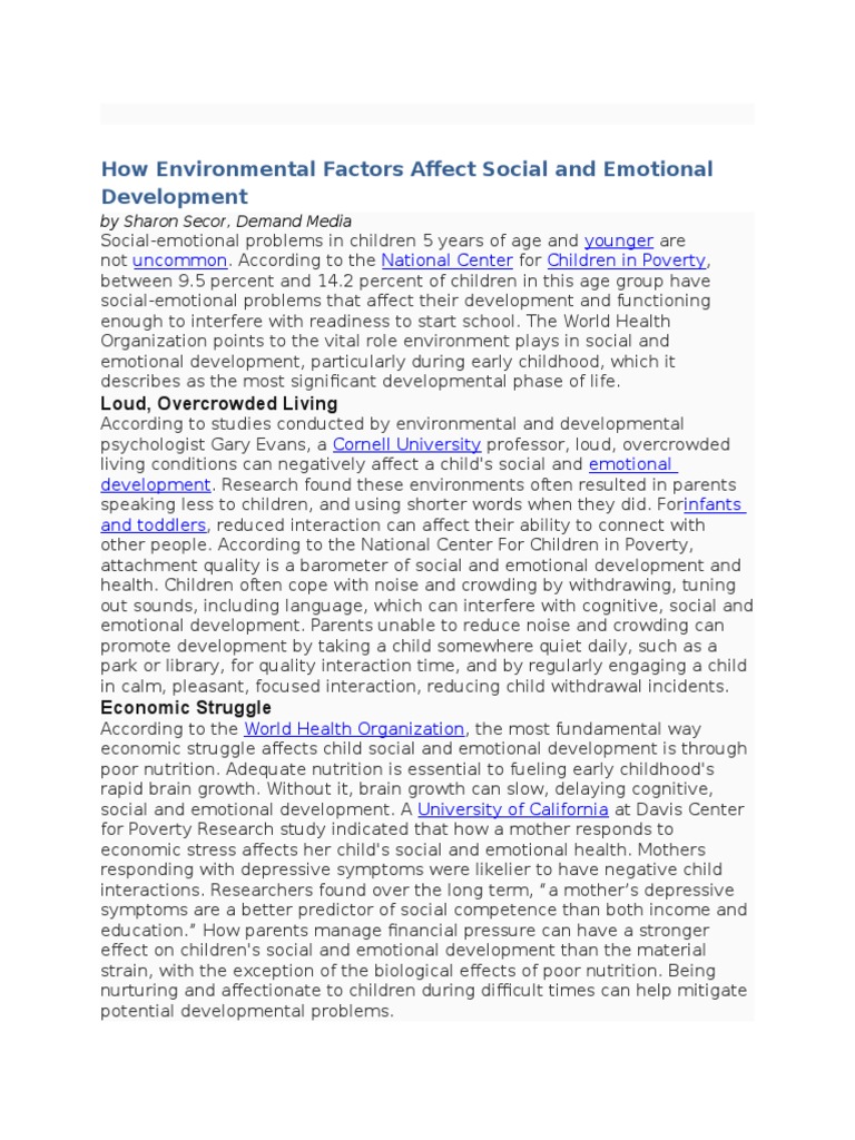 Early Childhood Development Factors | PDF | Human Development | Emotions
