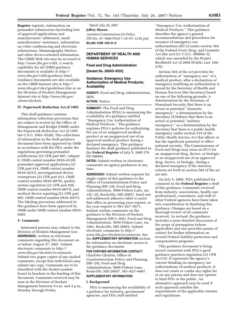 Notice: Reports and Guidance Documents Availability, Etc.: Medical ...