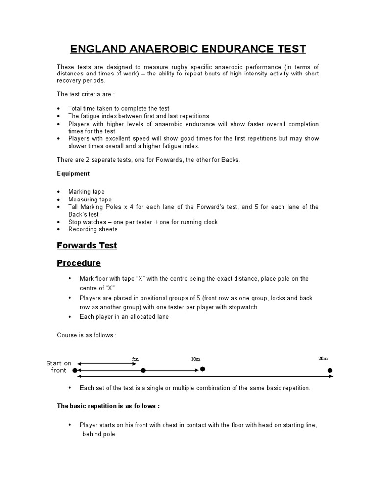 England Anaerobic Endurance Test | PDF | Time
