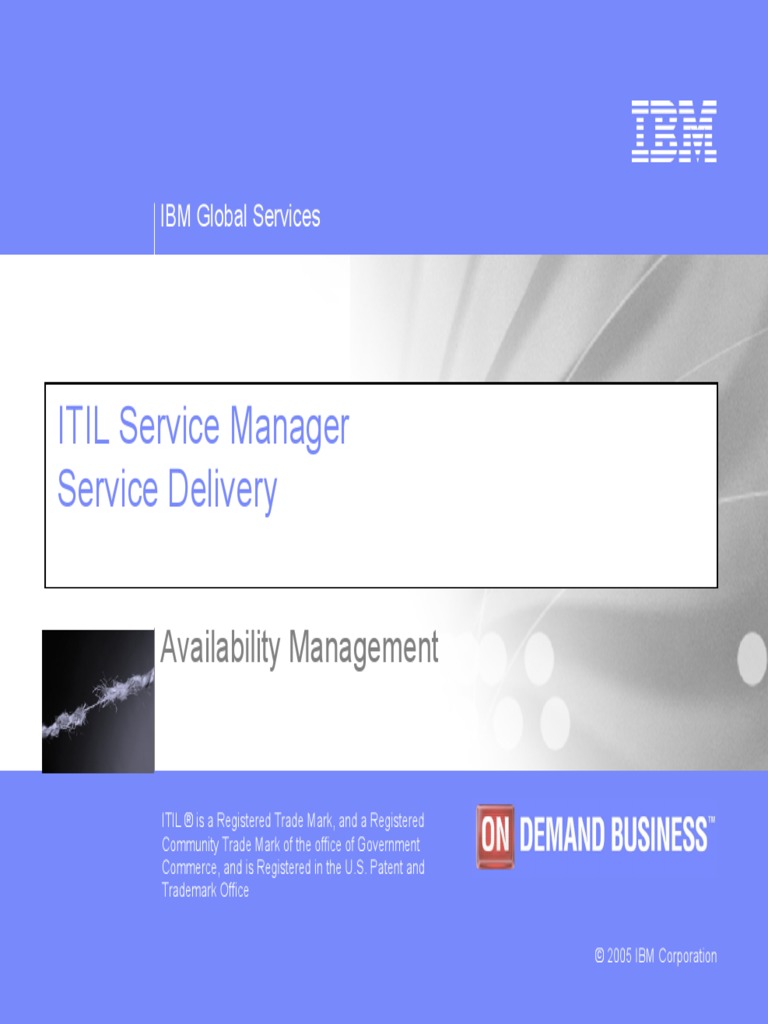 ITIL Service Manager Service Delivery: Availability Management | PDF
