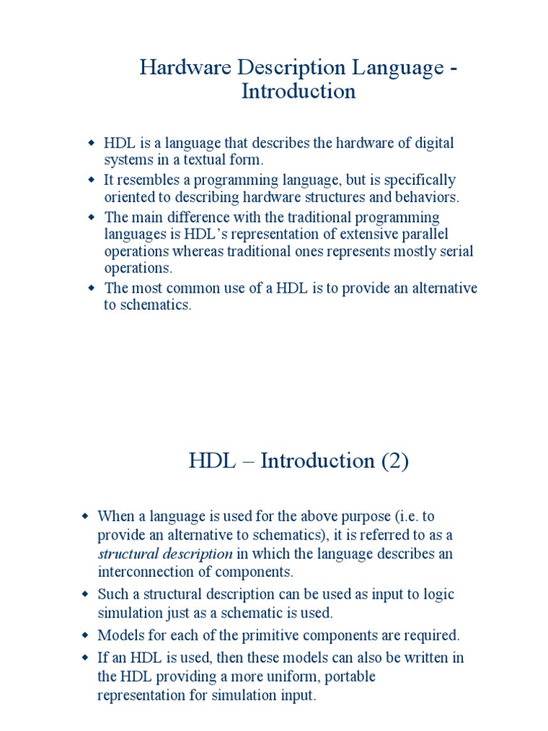 Intro HDL | Download Free PDF | Hardware Description Language | Areas ...