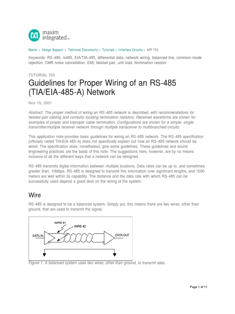 Guidelines For Proper Wiring of An RS-485 Network - AN763 | PDF ...