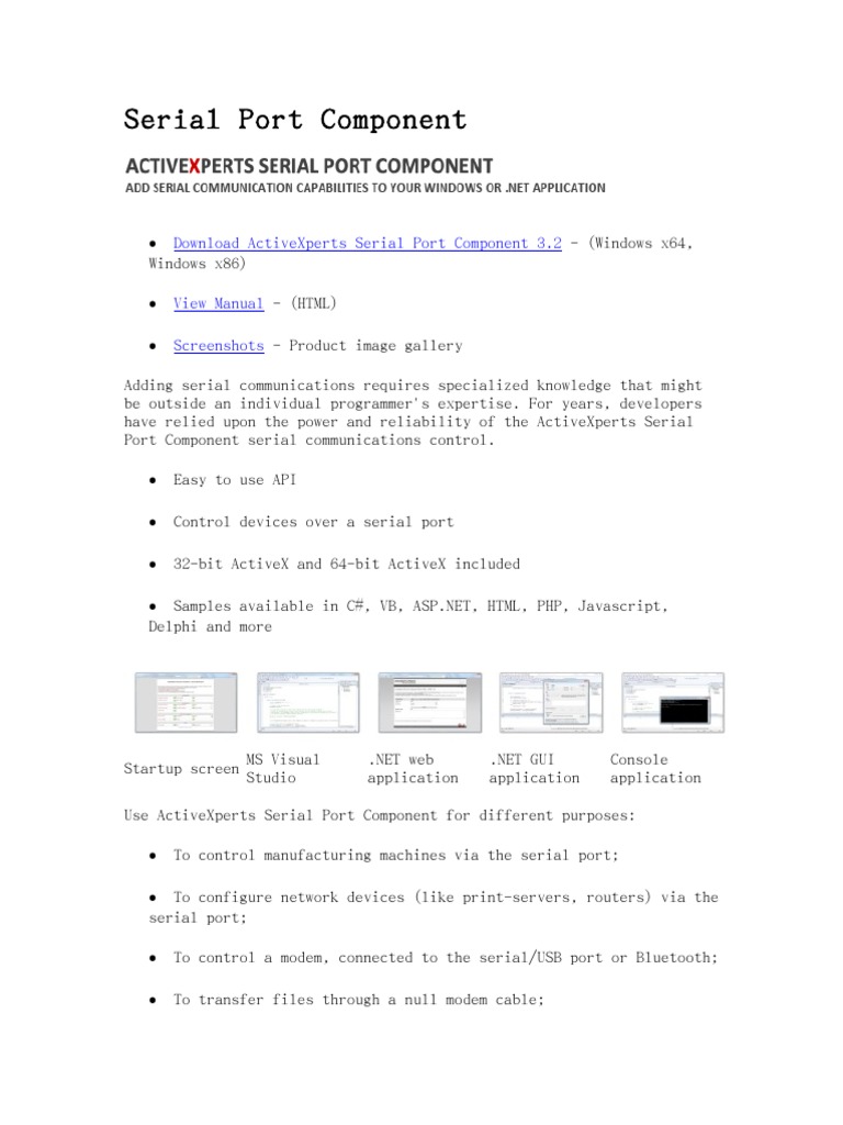 Serial Port Component | PDF | Computing Platforms | Microsoft Software