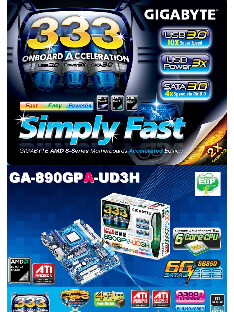 Gigabyte GA-890GPA-UD3H Motherboard Based On AMD 890GX Chipset | PDF ...