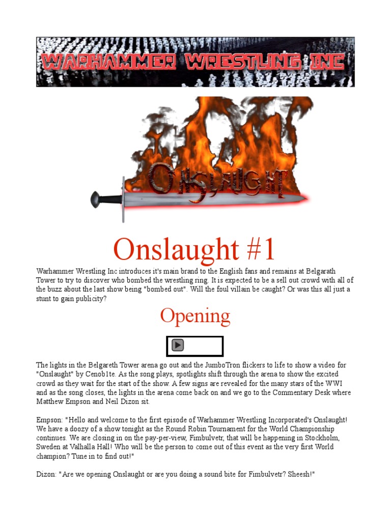 WWI Onslaught 1 | PDF | Wwe Pay Per View Events | Professional Wrestling