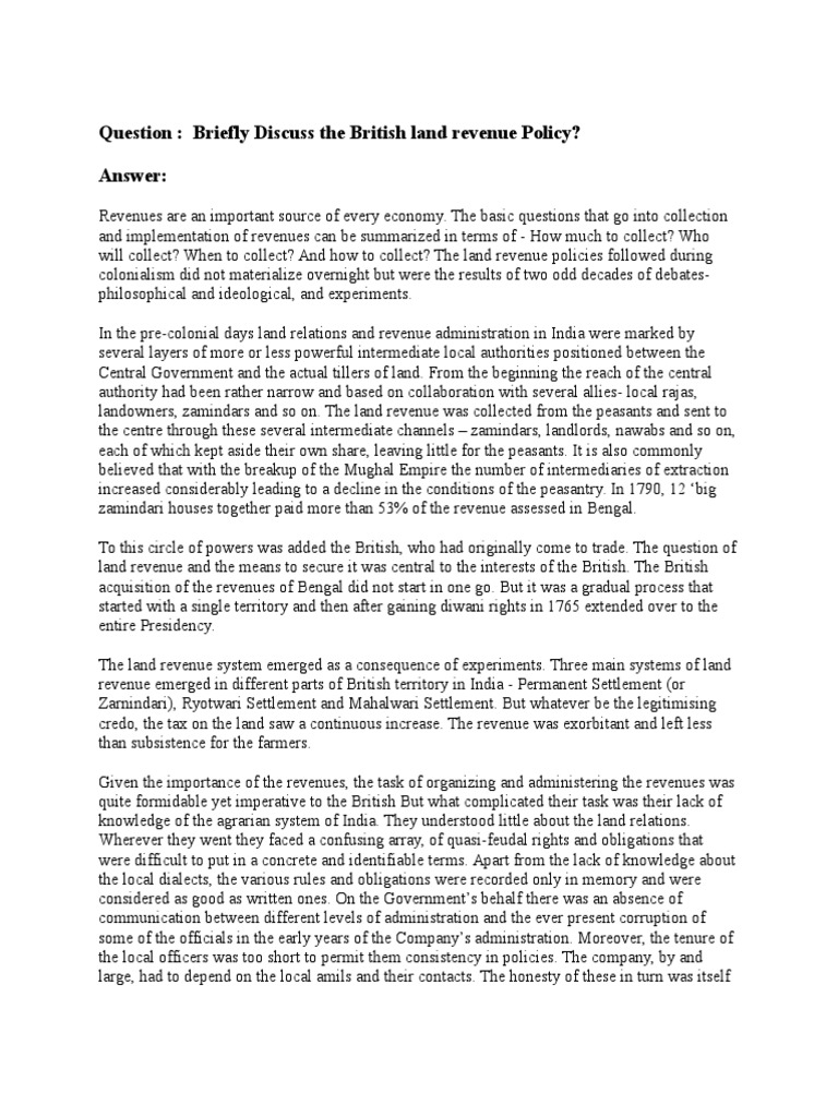 British Land Revenue Policy | PDF | Economies | Economy (General)