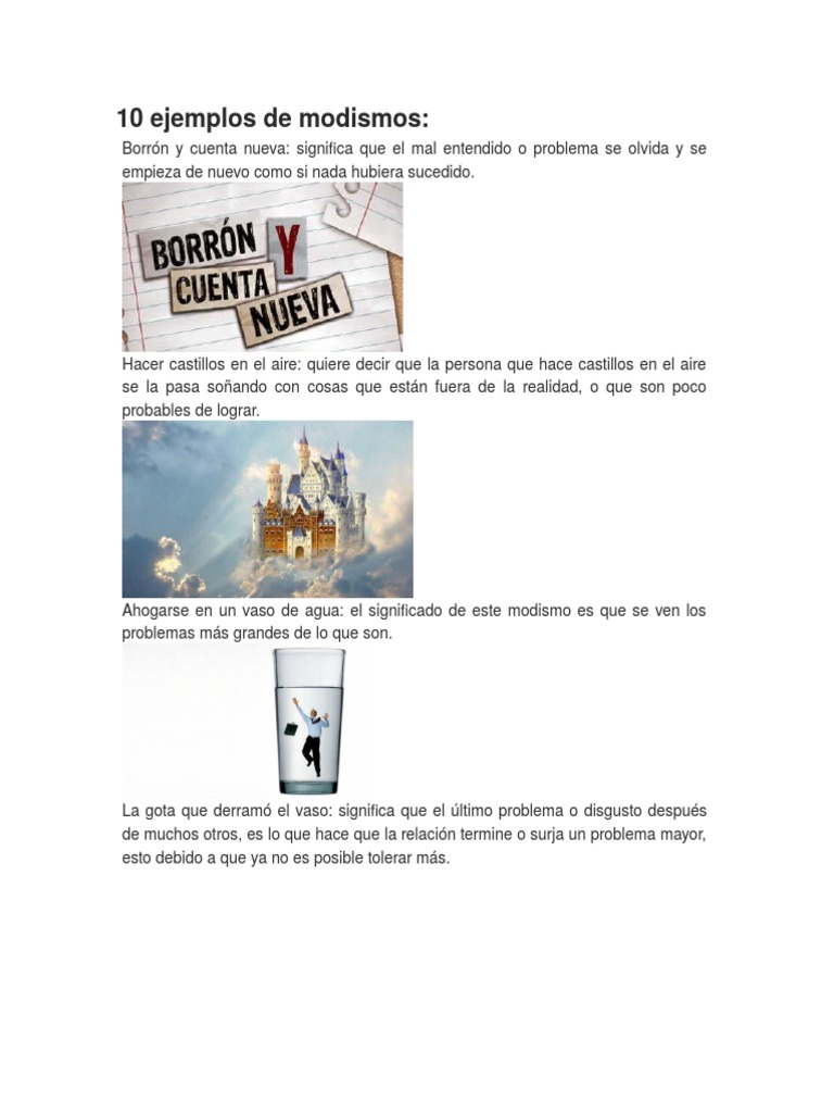 Ejemplos Y Significados De Modismos