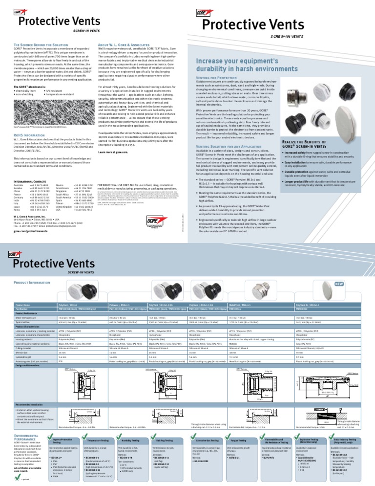 GORE PTV ScrewIn Vents en | PDF | Chemistry | Science