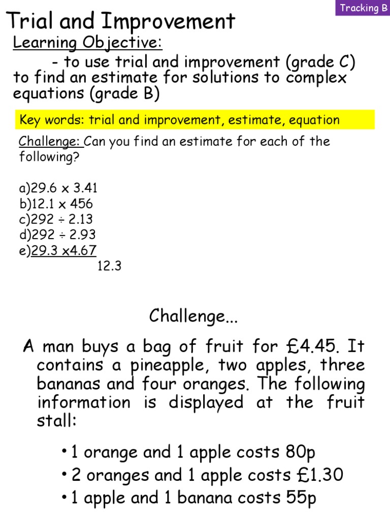 Trial and Improvement 2 | PDF | Equations | Question