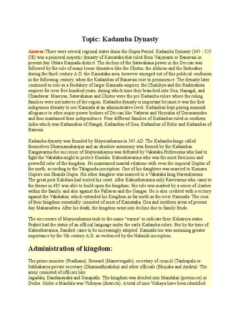Overview of the Kadamba Dynasty | PDF | South Asia | Jainism