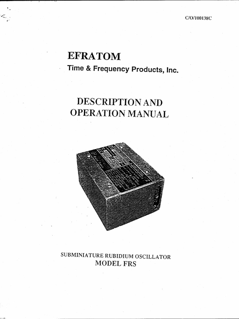 EFRATOM Description and Operation Manuals | PDF